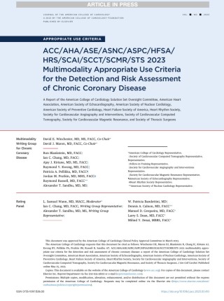 2023 ACC_AHA_ASE_ASNC_ASPC_HFSA_HRS_SCAI_SCCT_SCMR_STS报告：慢性冠状动脉疾病的检测和风险 ...